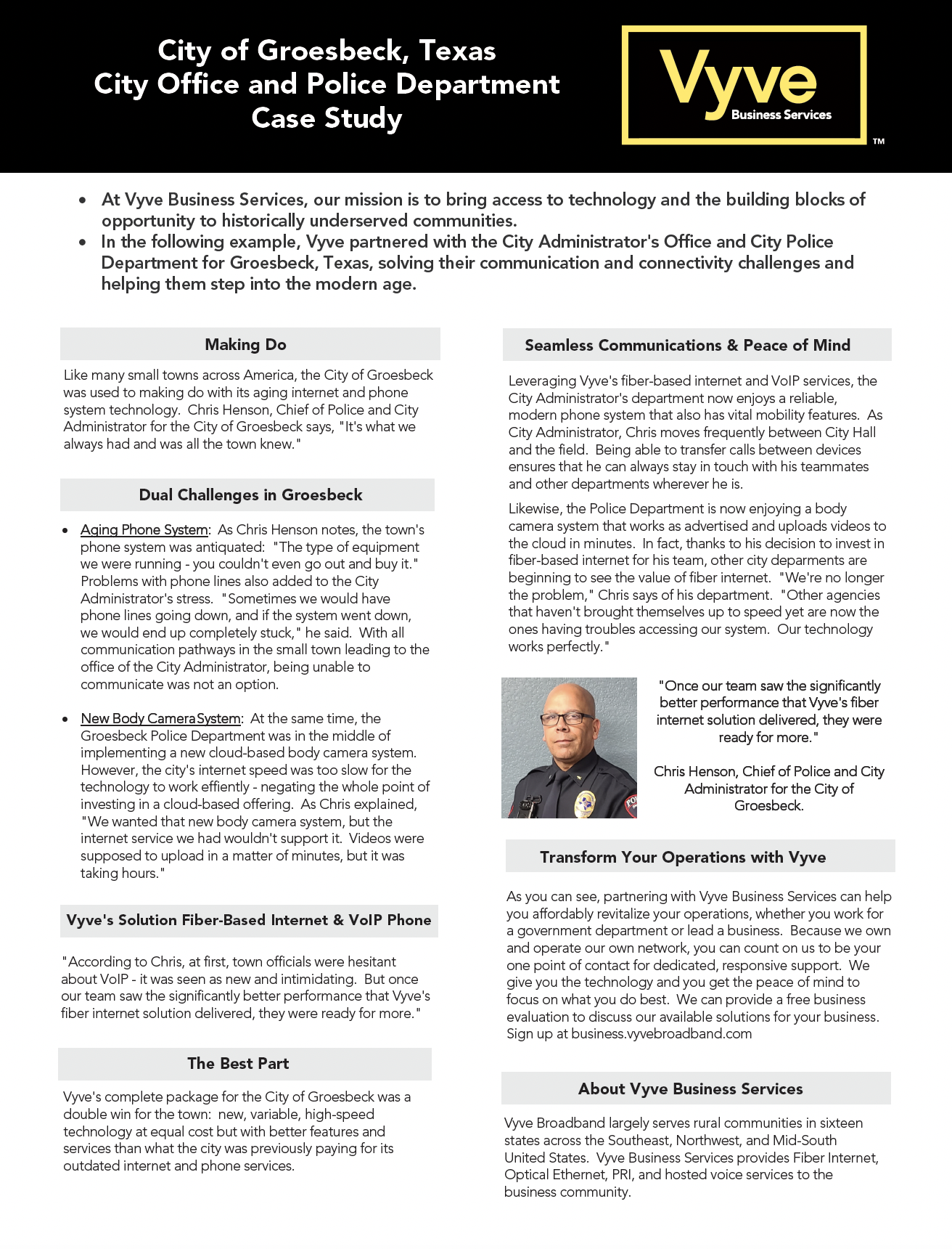 Vyve Fiber Customer Case Study - City of Groesbeck, Texas City Office ...